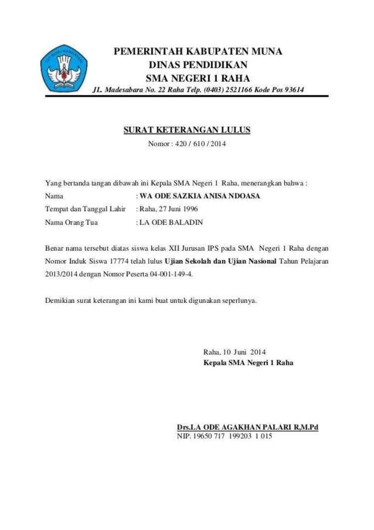 Contoh SKL Kelulusan SMP, SMA,Sederajat dan Perguruan Tinggi - Fakta.id