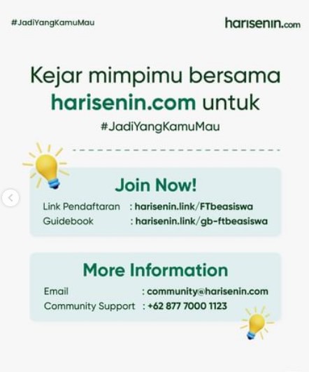 Beasiswa Hari Senin 2023: Kejar Mimpimu Bersama HariSenin - Fakta.id